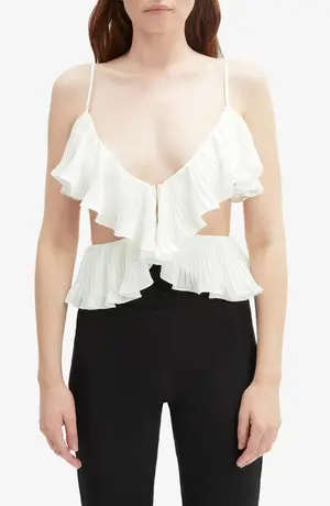 Bardot Ilara Ruffle Pleated Cutout Camisole
