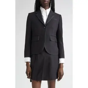 Thom Browne High Armhole Wool Fresco Sport Coat - Black