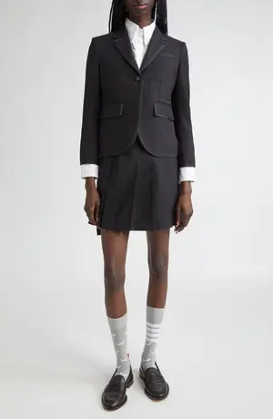 Thom Browne High Armhole Wool Fresco Sport Coat - Black