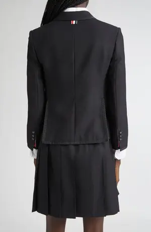 Thom Browne High Armhole Wool Fresco Sport Coat - Black