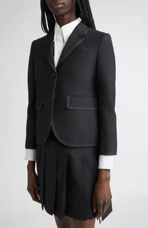 Thom Browne High Armhole Wool Fresco Sport Coat - Black