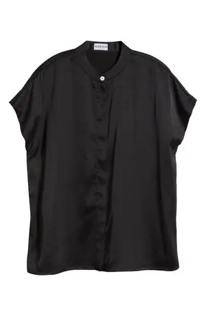MARION Satin Maternity Nursing Shell Top - Black