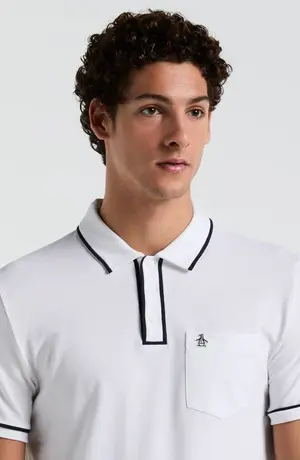 ORIGINAL PENGUIN Earl Tipped Piqué Polo - Bright White