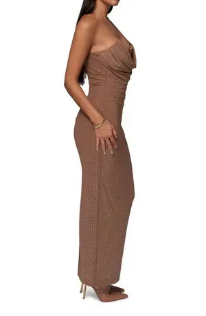 JLUXLABEL Sparkle Mesh One-shoulder Gown