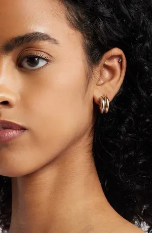 Bp. Mixed Metal Double Hoop Earrings