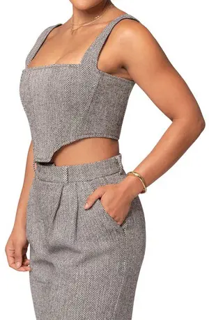 JLUXLABEL Herringbone Crop Corset Top