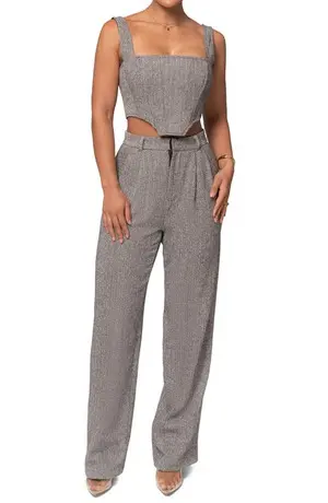 JLUXLABEL Herringbone Crop Corset Top