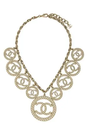 Chanel Cc Faux Pearl Necklace - White
