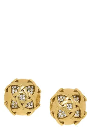 Chanel Crystal Button Clip-on Earrings - Gold