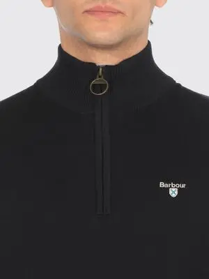 Barbour Cotton Quarter-zip Sweater With Embroidered Logo - Blue