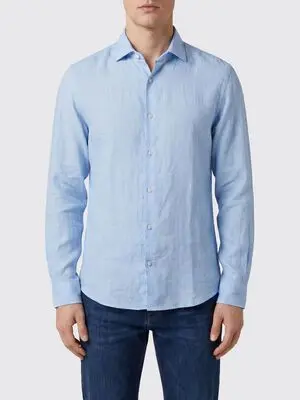 BROOKSFIELD Slim Fit Casual Shirt In Pure Linen With French Collar Sky Blue