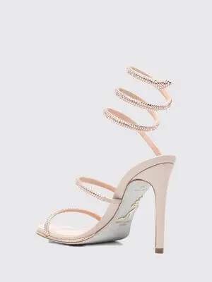 Rene Caovilla Cleo Crystal-embellished Spiral Strap High-heeled Sandals - Pink