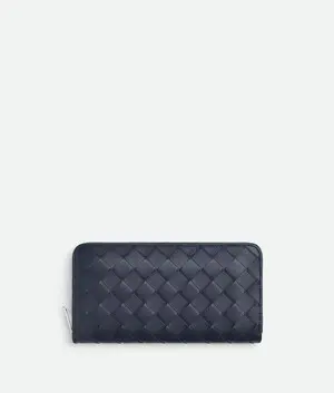 BOTTEGA  VENETA Intrecciato Zip Around Wallet - Abyss/cypress