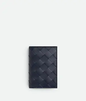 Bottega Veneta Intrecciato Flap Card Case - Abyss/cypress