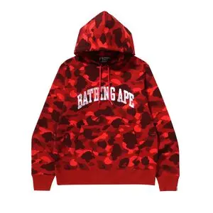 A BATHING APE Color Camo Pullover Hoodie - Red