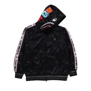 A BATHING APE Solid Camo Relaxed Fit Shark Full Zip Hoodie - Black
