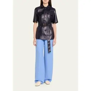 Lafayette 148 New York Gates Wide-leg Silk-linen Pants