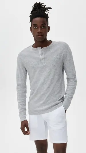 Reigning Champ 1x1 Slub Slim Henley - Hgrey