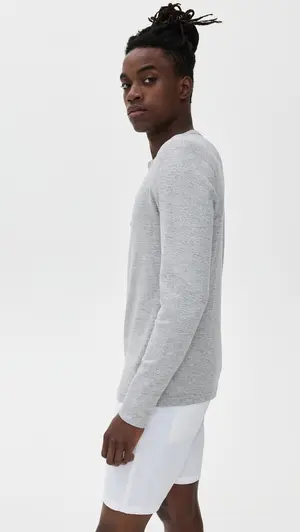 Reigning Champ 1x1 Slub Slim Henley - Hgrey