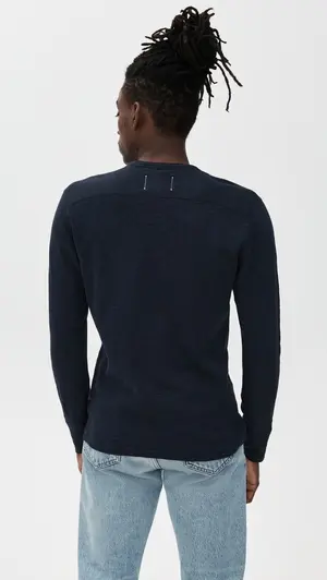 Reigning Champ 1x1 Slub Slim Henley - Navy