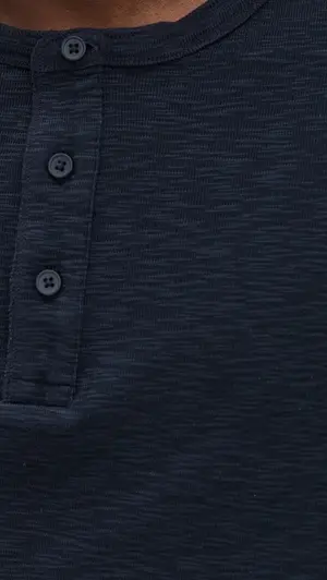 Reigning Champ 1x1 Slub Slim Henley - Navy