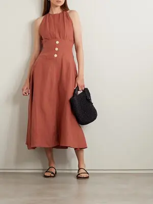 Le Kasha Jesmah Open-back Embellished Linen Midi Dress