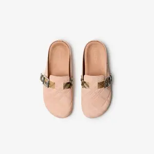 Burberry Check Suede Urchin Clogs - Flora