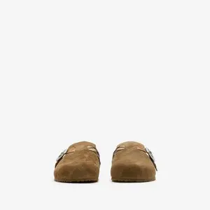 Burberry Check Suede Urchin Clogs - Jute Beige