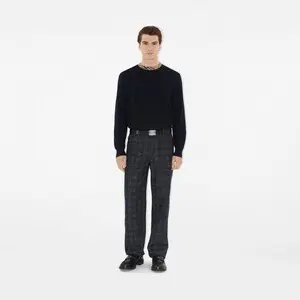 Burberry Check Trim Wool Sweater - Black