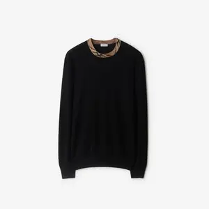 Burberry Check Trim Wool Sweater - Black