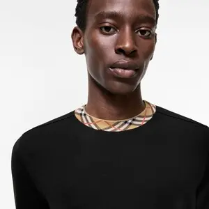 Burberry Check Trim Wool Sweater - Black