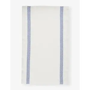 Charvet Lustucru Checkerboard-stripe Linen Tea Towel - Blanc Bleu
