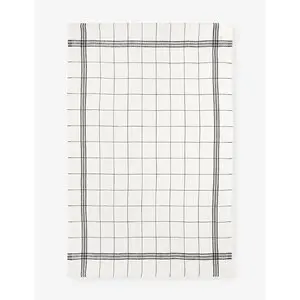Charvet Maya Square-grid Linen Tea Towel - Noir