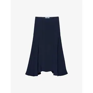 Prada Cady Flared Woven Midi Skirt