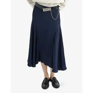 Prada Cady Flared Woven Midi Skirt