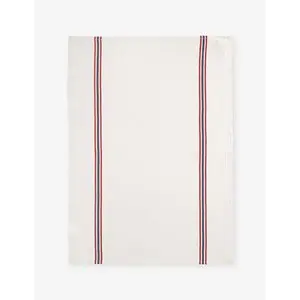 Charvet Drapeau Striped Linen Tea Towel - Blanc