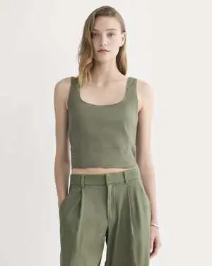 Everlane Stretch Linen Square Neck Tank Top - Lichen Green