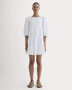 Everlane Gauze Puff-sleeve Mini Dress - White
