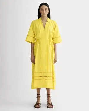 Everlane Lace Trim Caftan Midi Dress - High Visibility Yellow