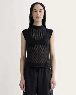 Everlane Lace Knit Tank Top - Black