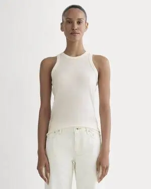 Everlane Shimmy Cutaway Tank Top - Bone White