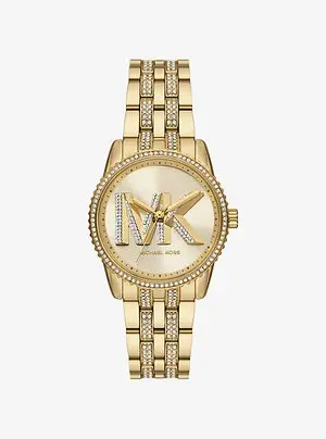 Michael Kors Pavé Logo Mini Watch - Gold