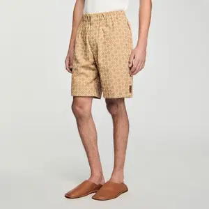 Sandro Grained Leather Slippers - Camel