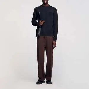 Sandro Faded Fleece Sweatshirt With Patch - Black