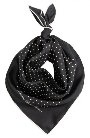 Ralph Lauren Polka Dot Square Silk Scarf - Black