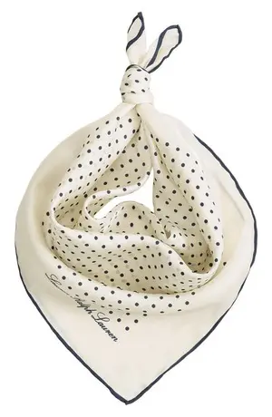 Ralph Lauren Polka Dot Square Silk Scarf - Cream