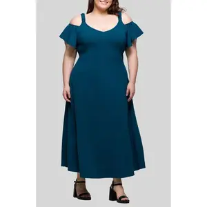 24seven Comfort Apparel Cold Shoulder Day Dresses