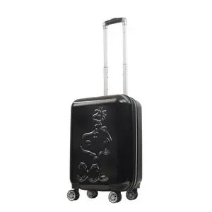 FUL Peanuts Snoopy & Woodstock Embossed Hardside 22" Carry-on Spinner Suitcase - Black