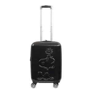 FUL Peanuts Snoopy & Woodstock Embossed Hardside 22" Carry-on Spinner Suitcase - Black