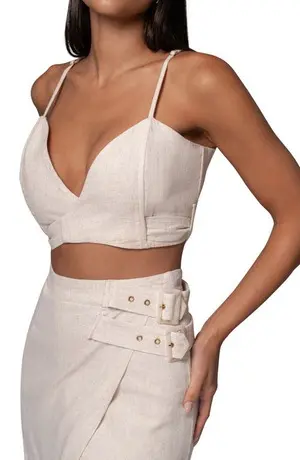 JLUXLABEL Cotton & Linen Bustier Wrap Top